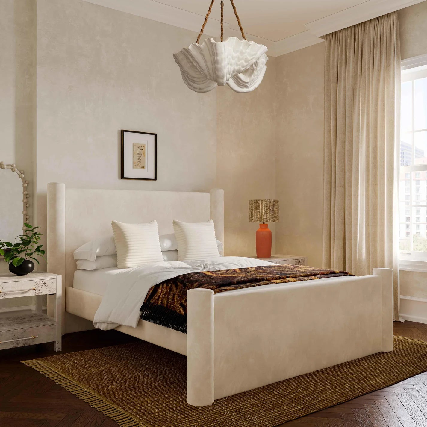 Athara Cream Velvet Bed – Babe & Co.